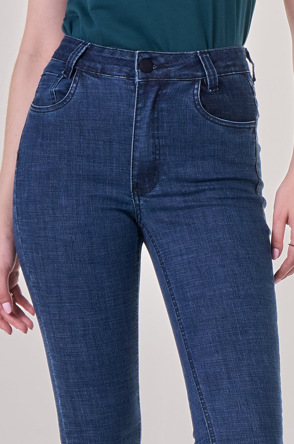 Calça Flare Jeans Azul Escuro F24040 - Oxiblue Jeans