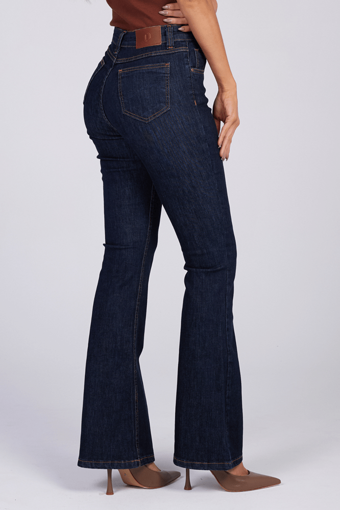 Calça Flare Jeans Azul Escuro F25012 - Oxiblue Jeans