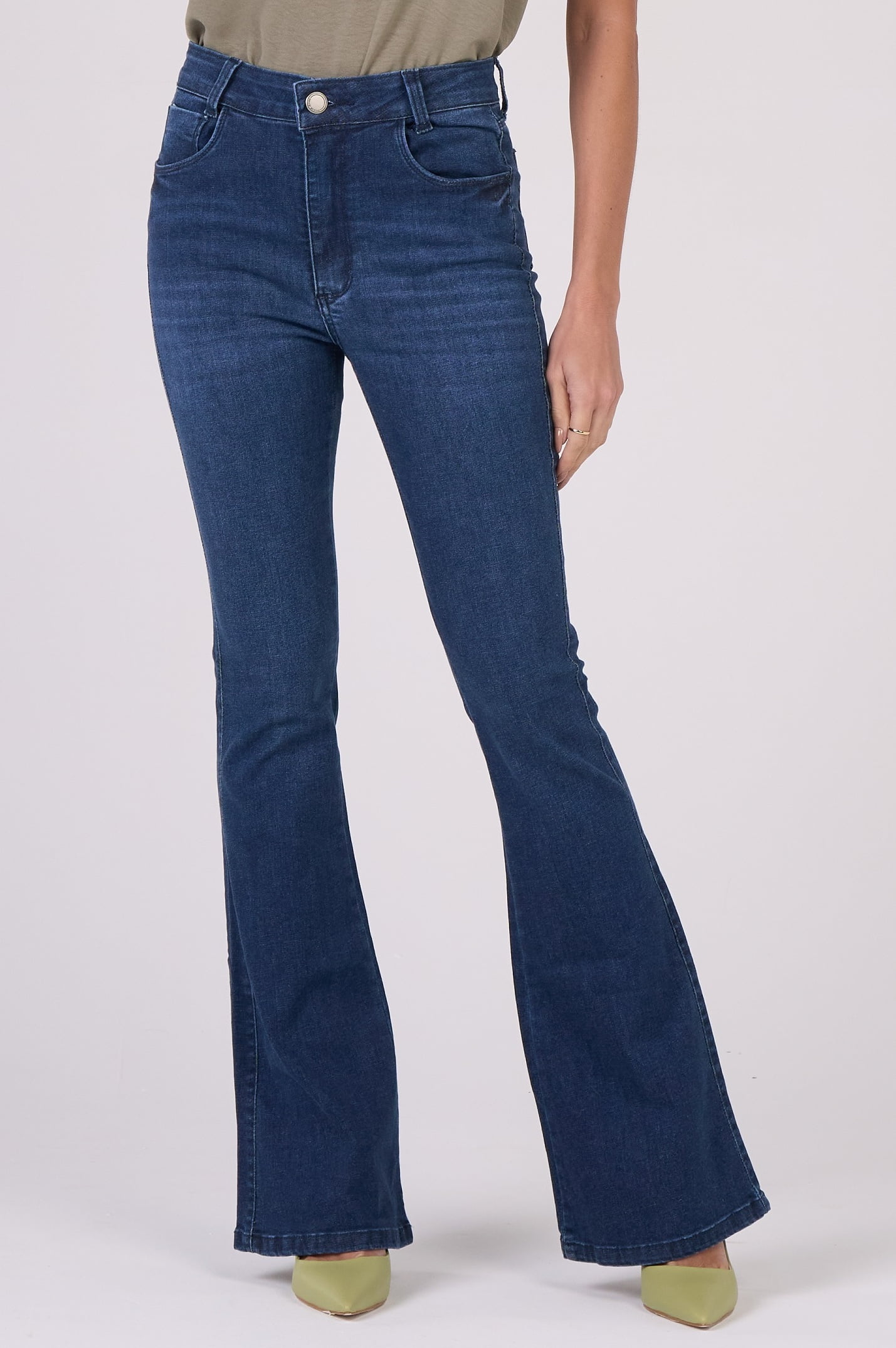Calça Flare Jeans Azul Médio F24088 - Oxiblue Jeans