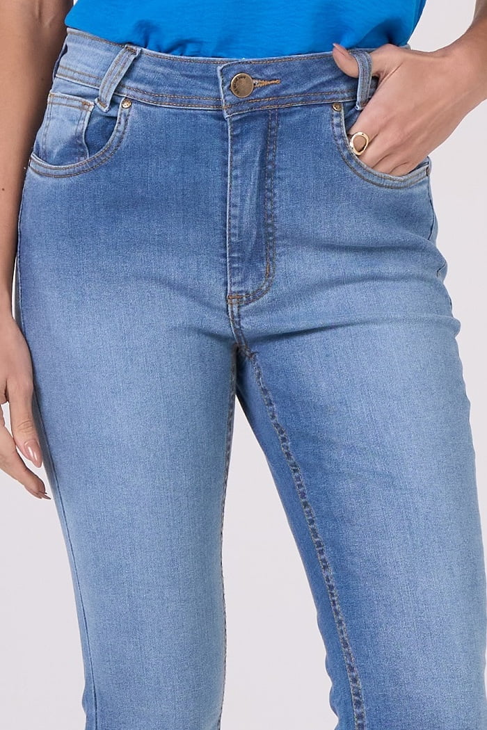 Calça Flare Jeans Azul Médio F24089 - Oxiblue Jeans