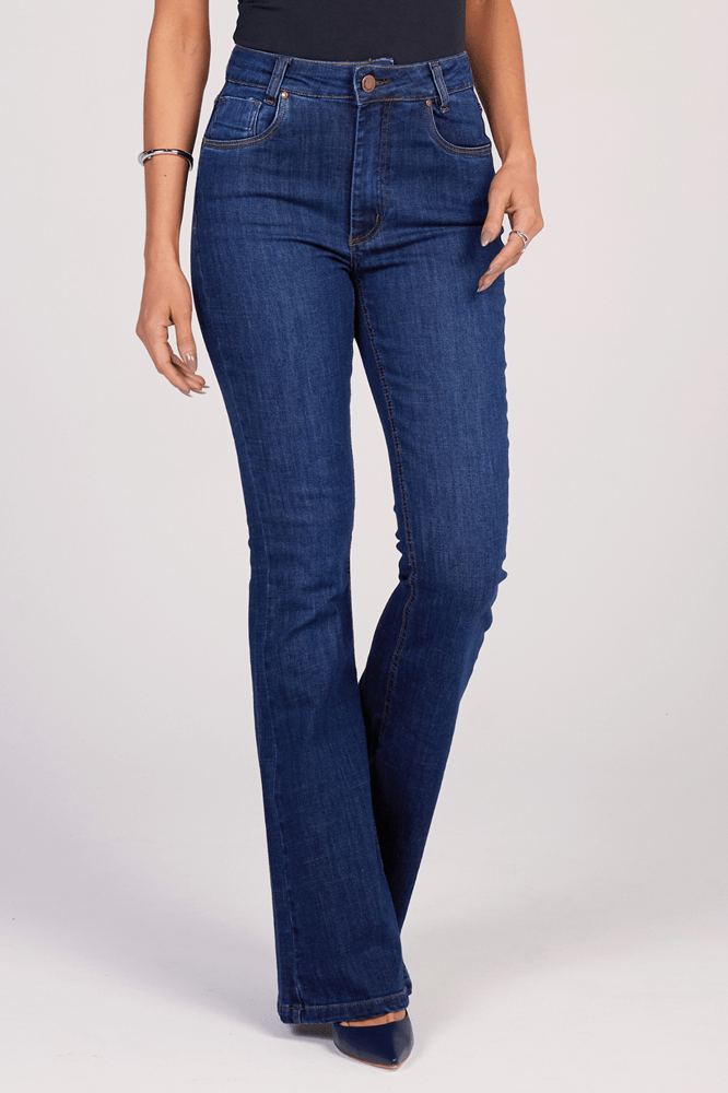 Calça Flare Jeans Azul Escuro F25026 - Oxiblue Jeans
