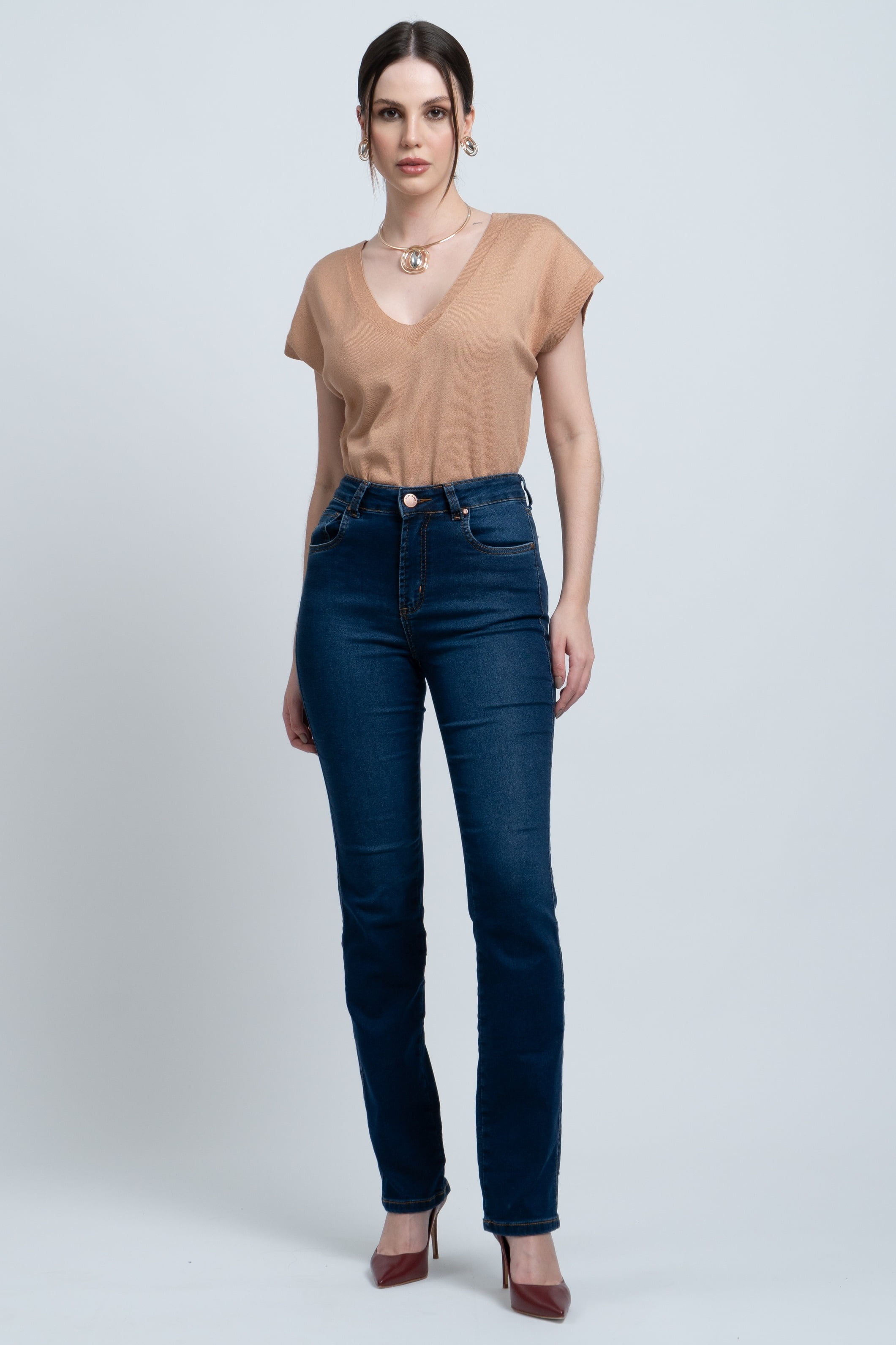 Calça Jeans Reta Feminina F24028 - Oxiblue Jeans