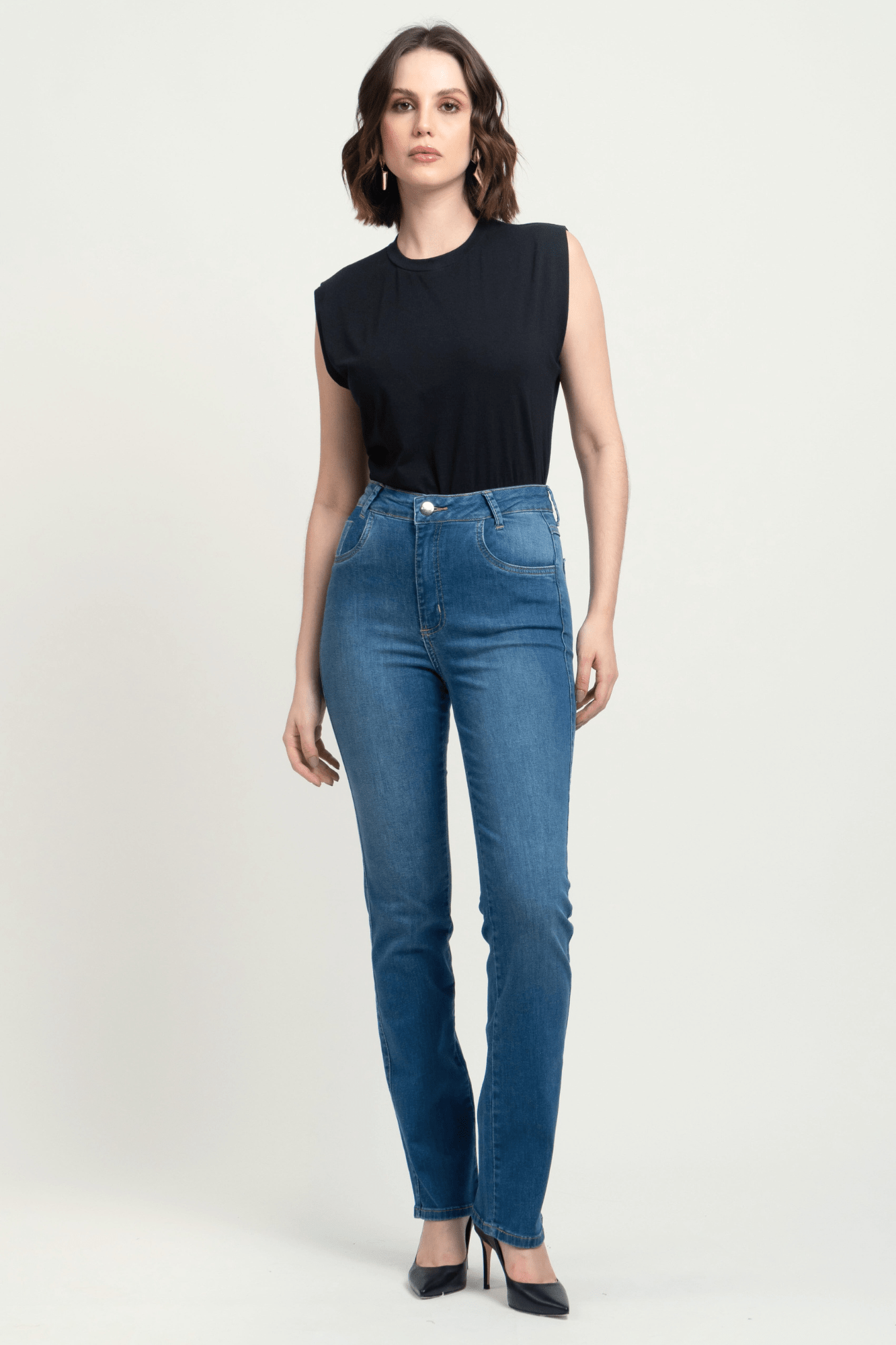 Calça Jeans Reta Feminina F24048 - Oxiblue Jeans