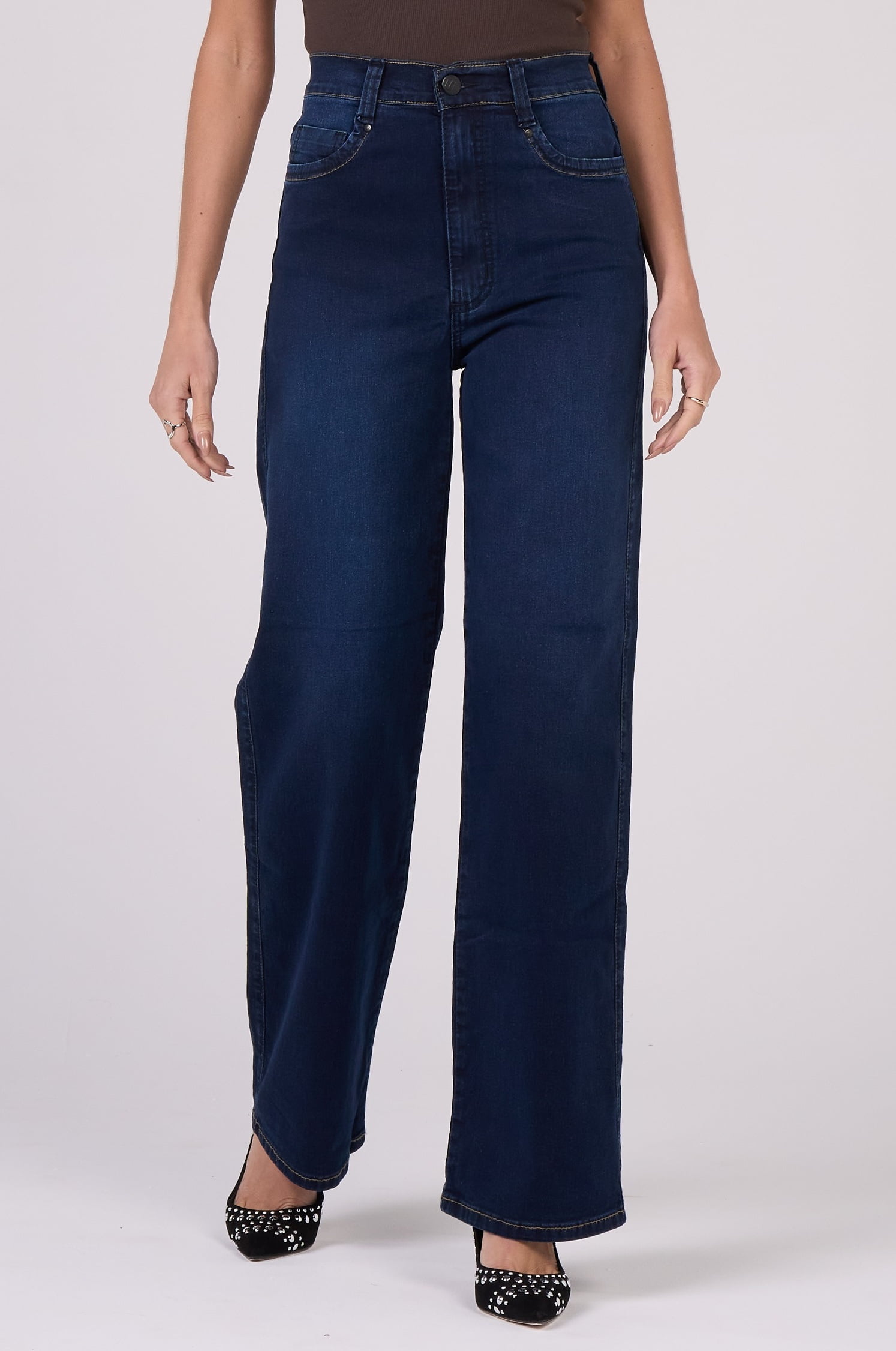 Calça Wide Leg Jeans Escuro F2950 - Oxiblue Jeans