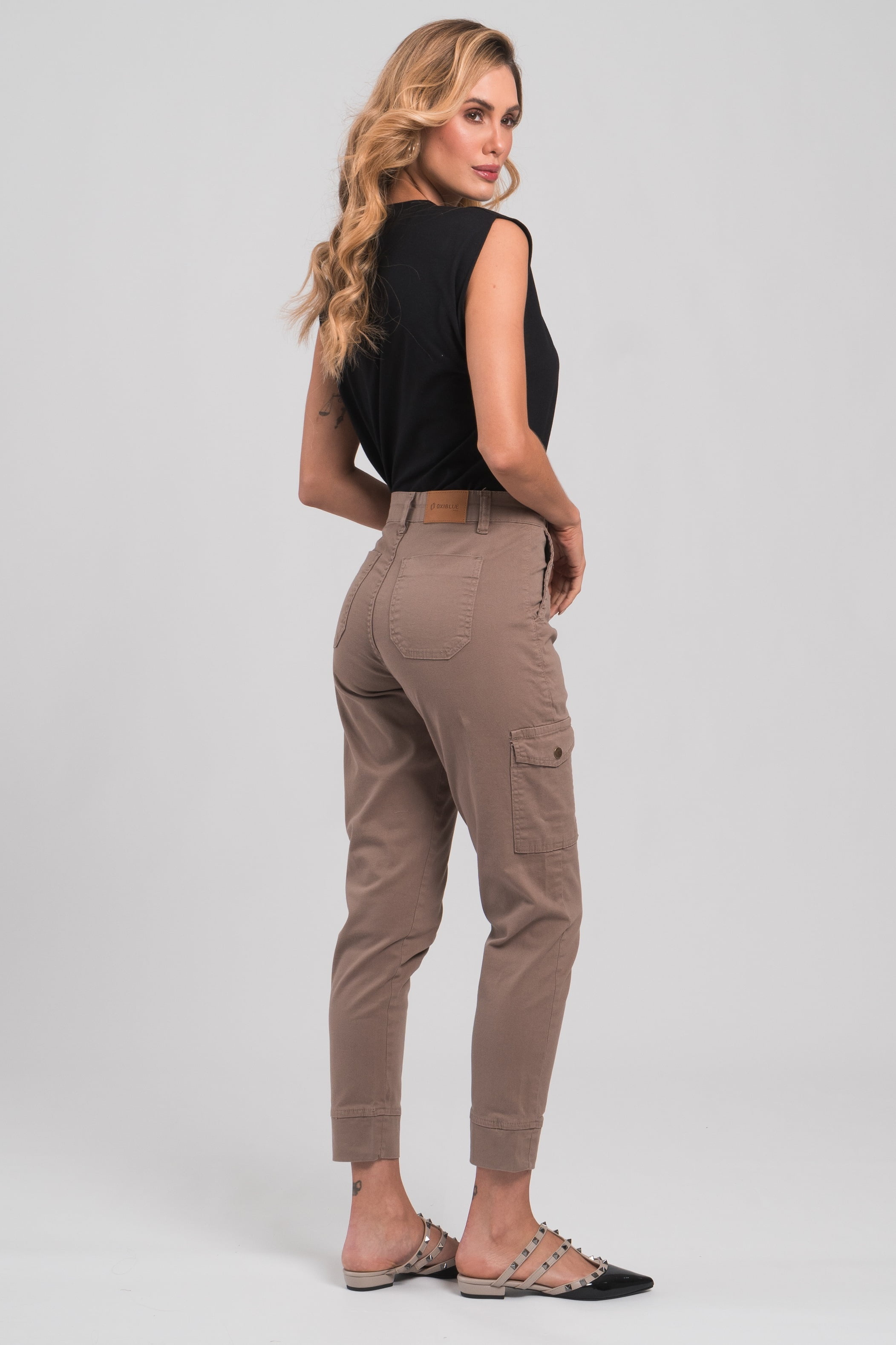 Calça Cargo Caqui Feminina na Oxiblue Jeans